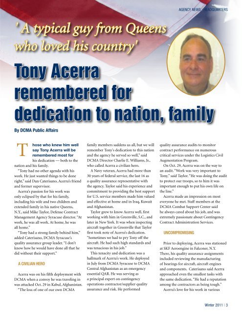 Tony Acerra remembered for dedication to nation, family - DCMA
