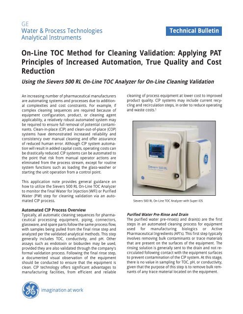 On-Line TOC Method for Cleaning Validation - GE Infrastructure ...