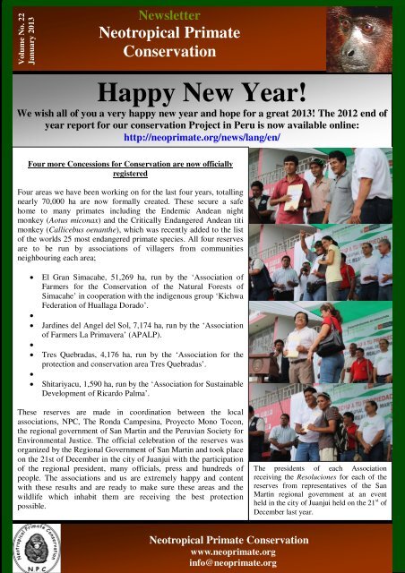 Happy New Year! - Neotropical Primate Conservation