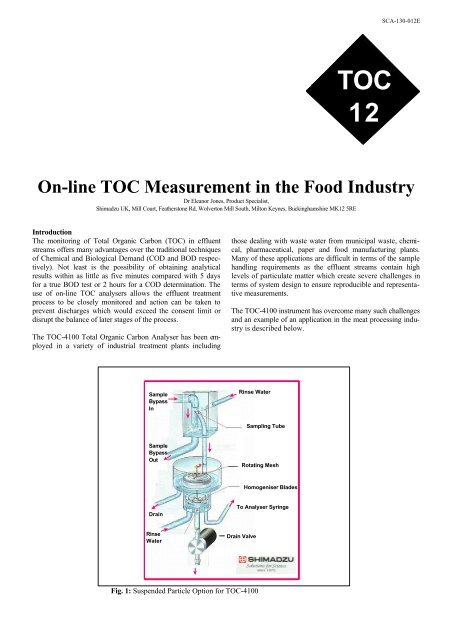 TOC 12 On-line TOC Measurement in the Food Industry - Shimadzu