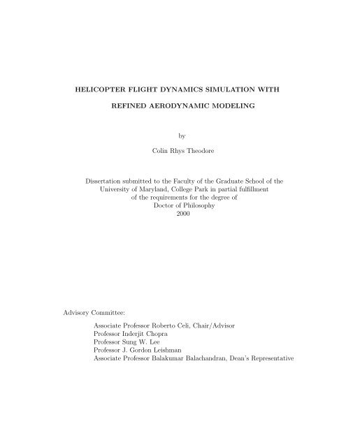 HELICOPTER FLIGHT DYNAMICS SIMULATION WITH REFINED ...