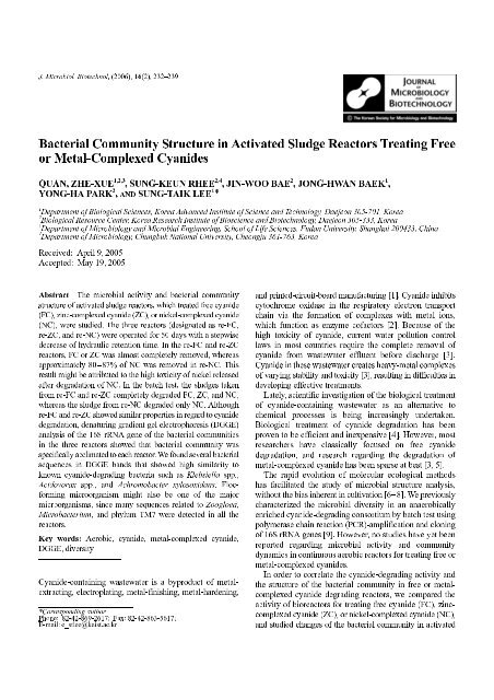Bacterial Community Structure in Activated Sludge Reactors ...