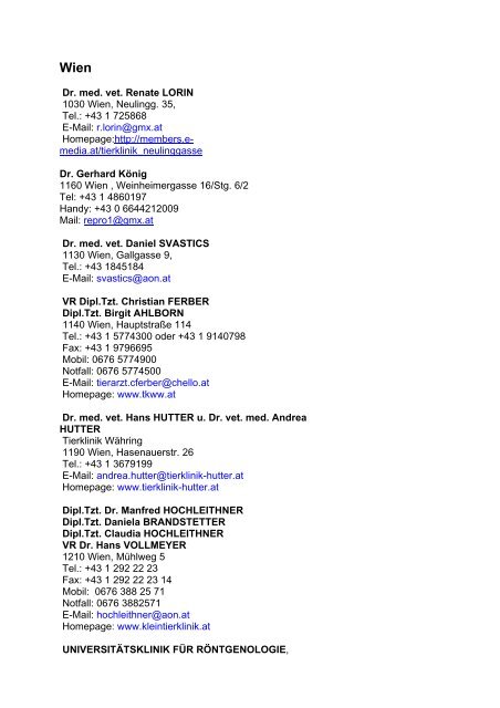 Dr. med. vet. Renate LORIN 1030 Wien, Neulingg. 35, Tel.: +43 1 ...