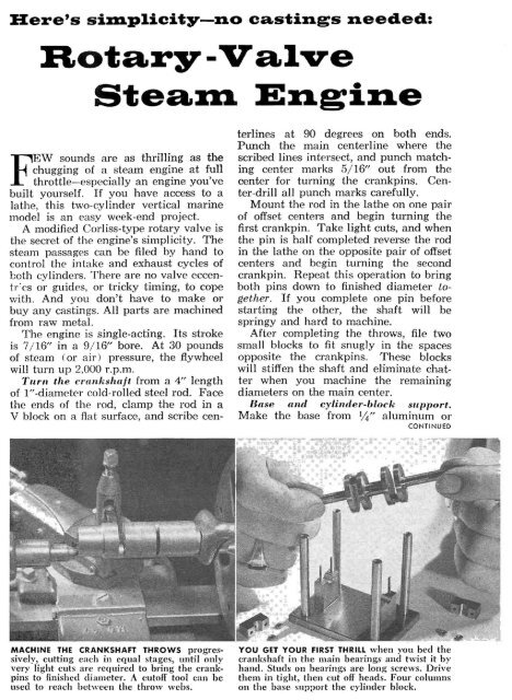 Steam Engine Model Plans