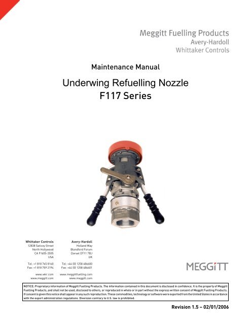 Underwing Refuelling Nozzle F117 Series - Meggitt Fuelling Products