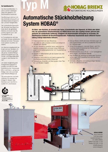 Typ M - Automatische Stückholzheizung System ... - HOBAG BRIENZ