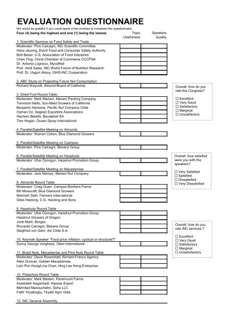 evaluation questionnaire - International Nut and Dried Fruit Council