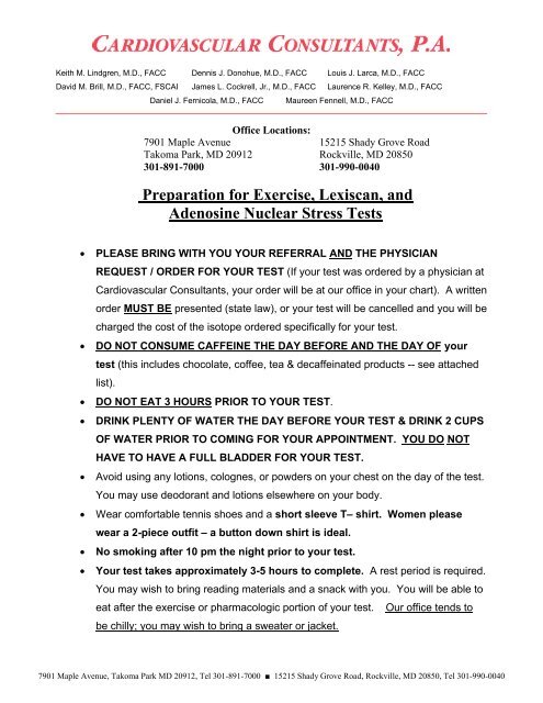 Universal Nuclear Stress Test Instructions - Cardiovascular ...