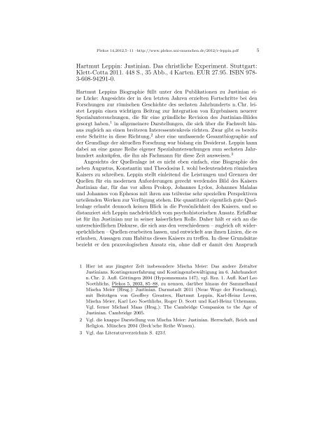 Hartmut Leppin: Justinian. Das christliche Experiment ... - Plekos