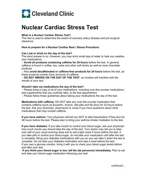 Nuclear Cardiac Stress Test - Cleveland Clinic