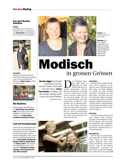 Modisch in grossen Grössen - Monika Egger - Heidis Mode