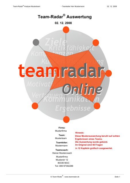 Team-Radar® Auswertung