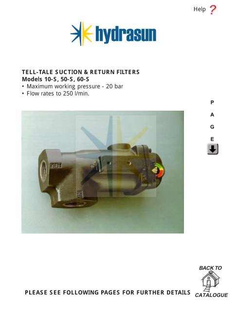 TELL-TALE SUCTION & RETURN FILTERS Models 10 - Hydralink