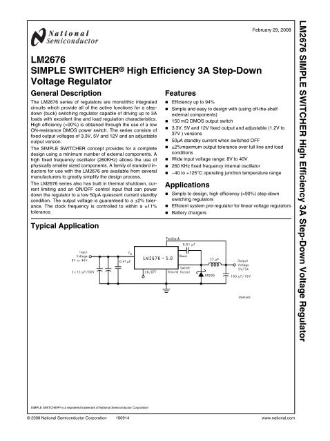 LM2676 SIMPLE SWITCHER High Efficiency 3A Step ... - TeenyChron