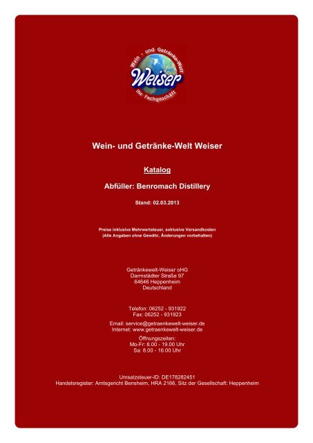 Wein- und Getränke-Welt Weiser - The Whisky Trader