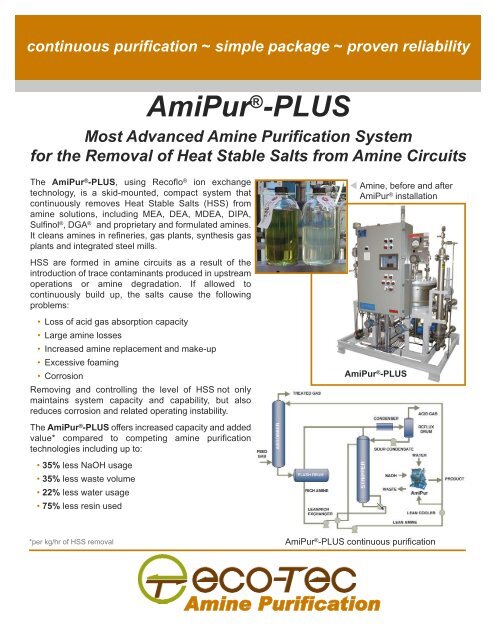 Continuous purification ~ Simple package ~ Proven ... - Eco-Tec