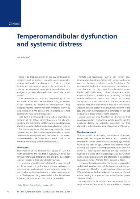 Temperomandibular dysfunction and systemic distress