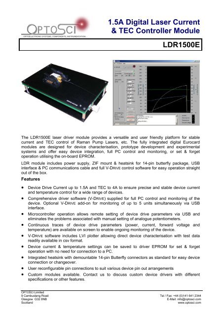 1.5A Digital Laser Current & TEC Controller Module LDR1500E