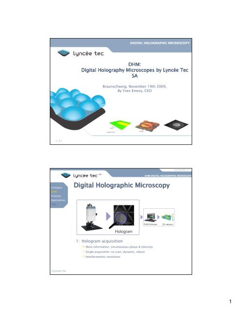 Lyncee Tec SA, CH - Co-Nanomet