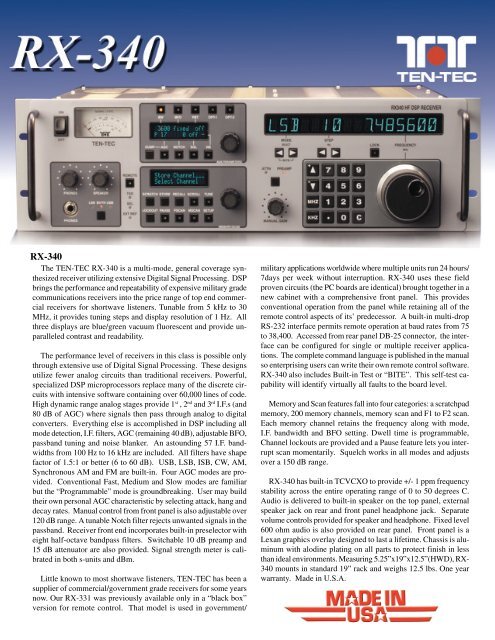RX-340 Brochure - Ten-Tec