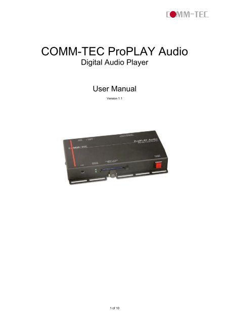 COMM-TEC ProPLAY Audio - Ela-Data GmbH