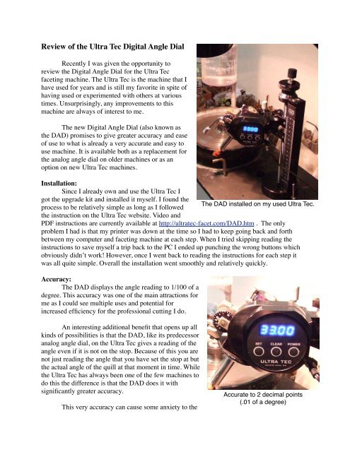 Digital Angle Dial - Faceting Machine | UltraTec