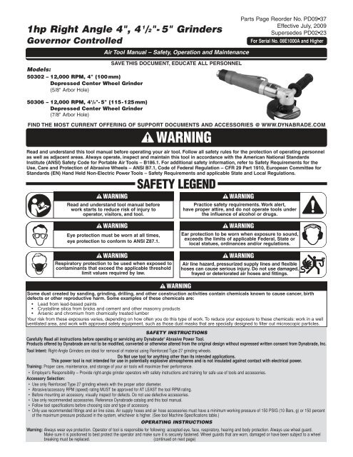 Pneumatic angle grinding machine 50302 (PDF