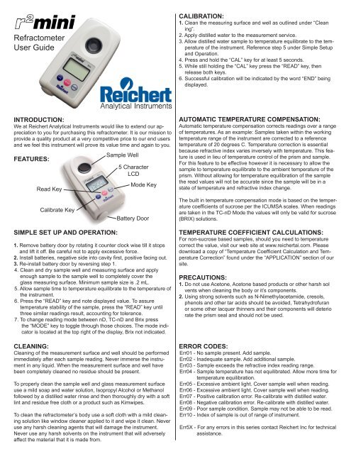 Reichert r2mini Refractometer User Guide - VST