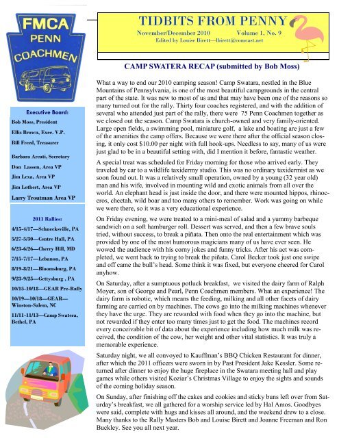TIDBITS FROM PENNY - Penn Coachmen Chapter FMCA