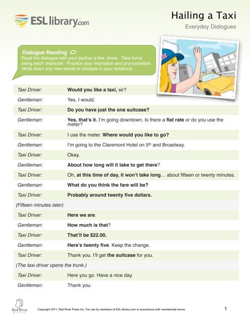 Hailing a Taxi - ESL Library