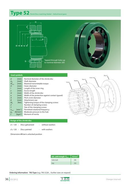 Type TAS 52 adapted to Stiebel bevel helical