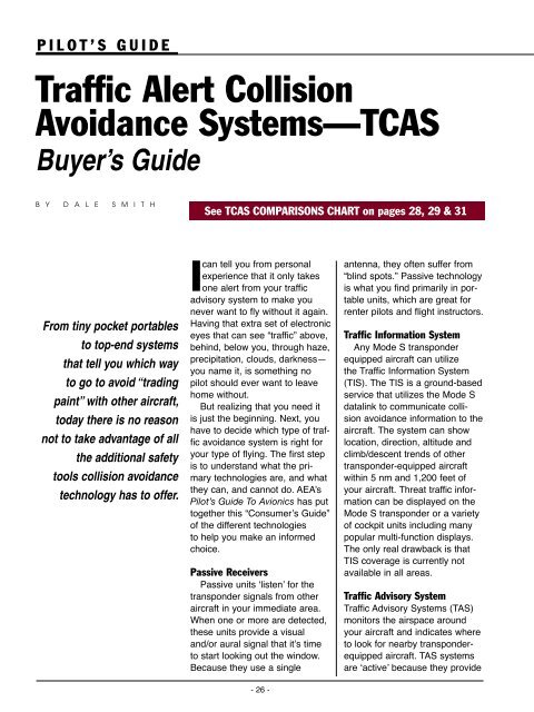 Traffic Alert Collision Avoidance Systems—TCAS - Aircraft ...