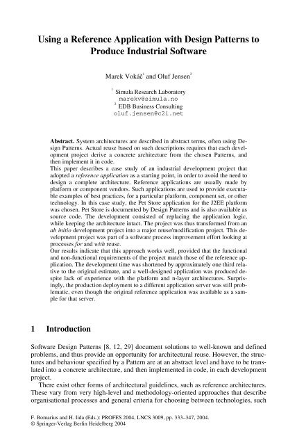 LNCS 3009 - Using a Reference Application with Design ... - IDT