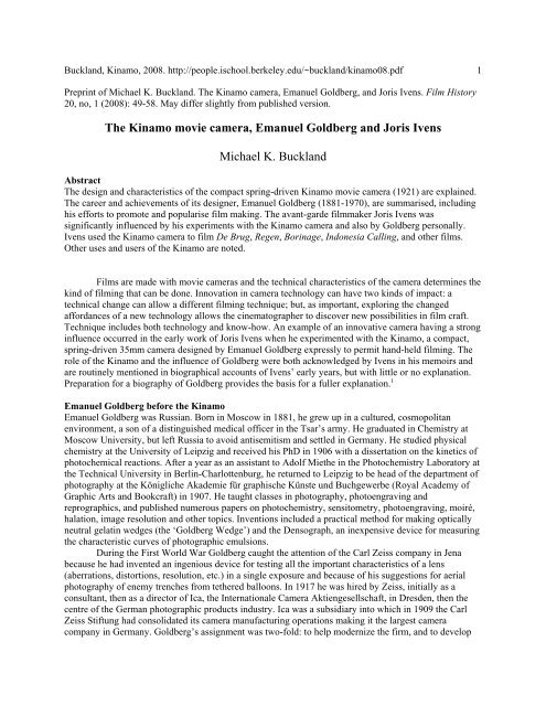 Kinamo movie camera - School of Information