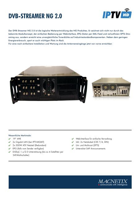 DVB-STREAMER NG 2.0 - Macnetix