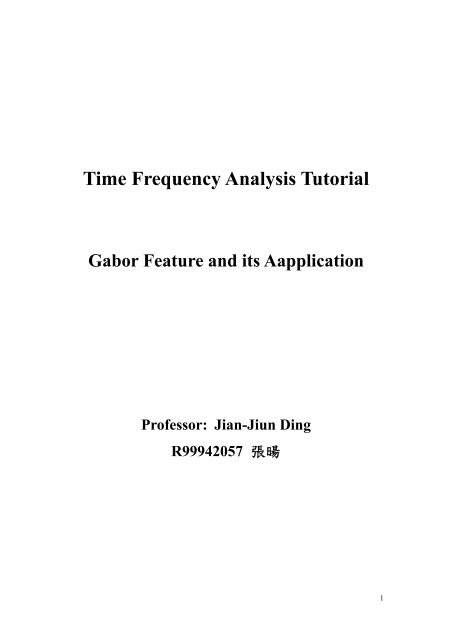 Time Frequency Analysis Tutorial Gabor Feature Multiple Choices