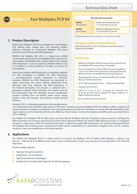 KAPA2G™ Fast Multiplex PCR Kit - Kapa Biosystems