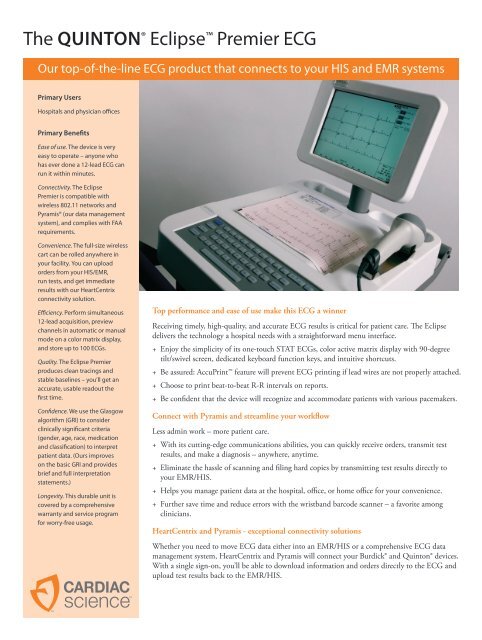 The QUinton® Eclipse™ Premier ECG - Cardiac Science