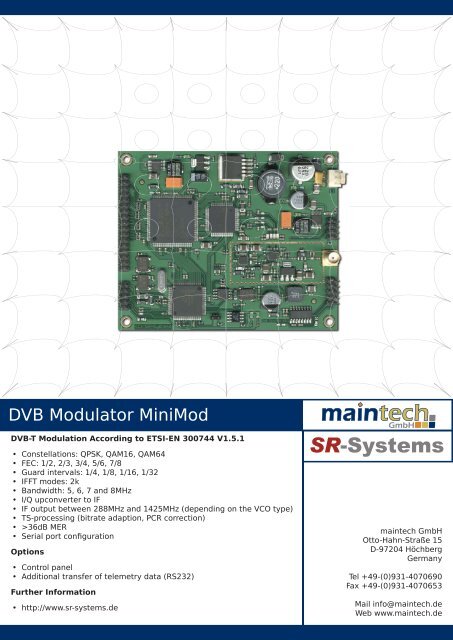 Leaflet DVB Modulator MiniMod.pdf - Maintech.de