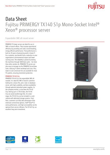 Data Sheet Fujitsu PRIMERGY TX140 S1p Mono-Socket Intel ...