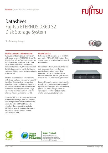 ETERNUS DX60 S2 data sheet - Fujitsu Servers and Storage