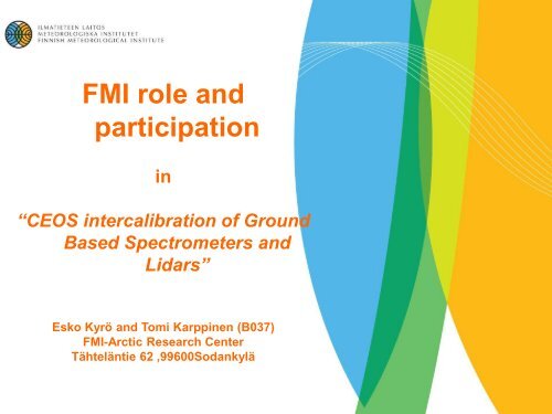 FMI role and participation - UV-Vis Home