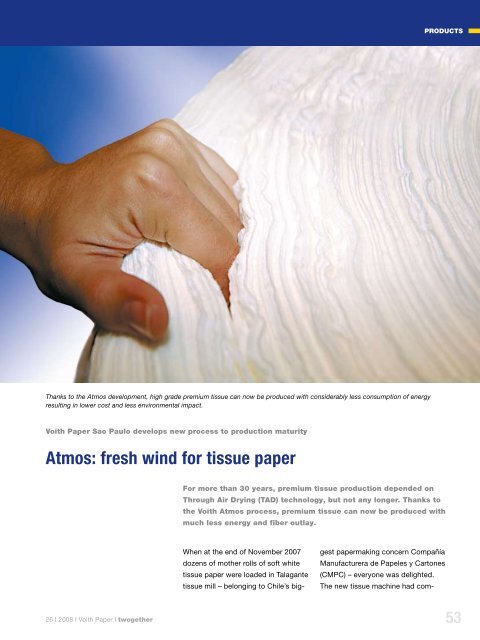 Atmos: fresh wind for tissue paper - Voith