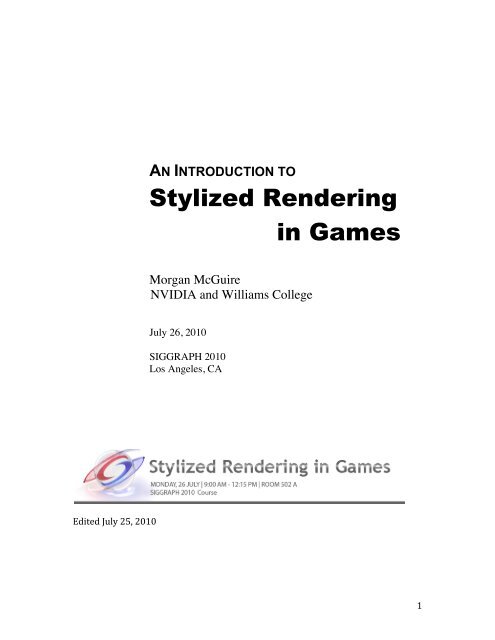 PDF Lecture Notes - Computer Graphics at Williams College