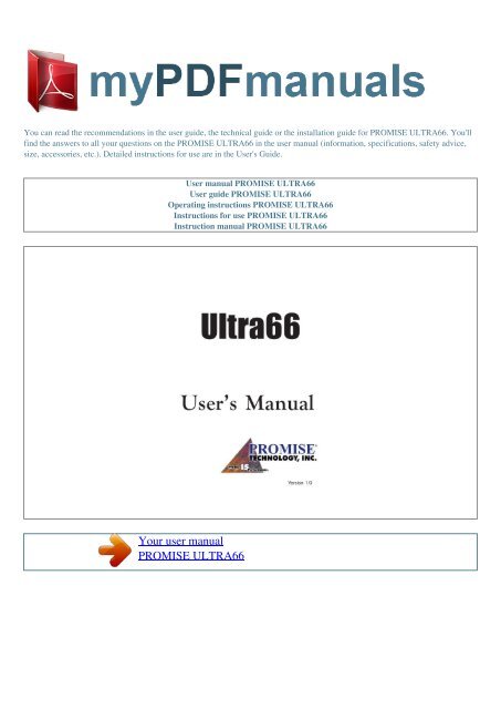 User manual PROMISE ULTRA66 - MY PDF MANUALS