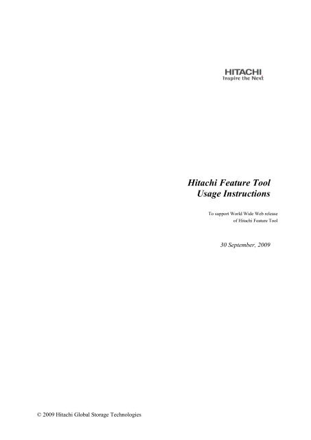Hitachi Feature Tool Usage Instructions - Hitachi Global Storage ...