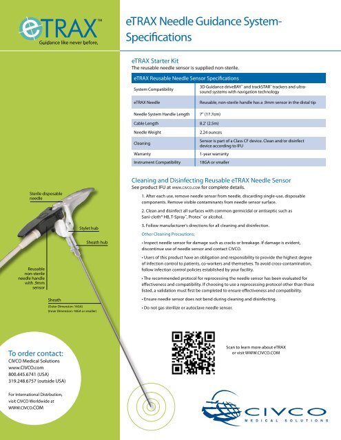 eTRAX™ Specifications Sheet - CIVCO Medical Solutions