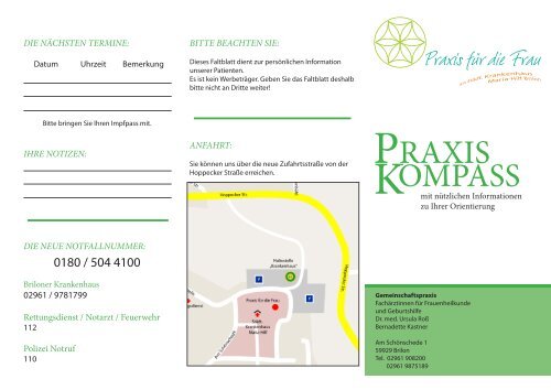 Flyer Praxiskompass - Praxis für die Frau