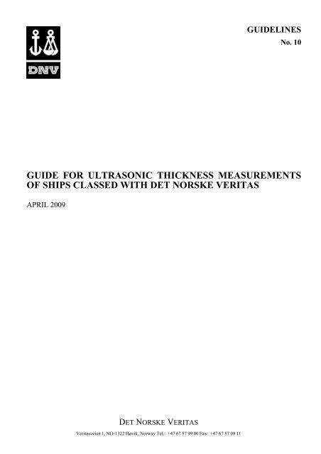 guide for ultrasonic thickness measurements of - DNV Exchange