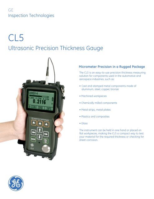 Ultrasonic Precision Thickness Gauge - GE Measurement & Control